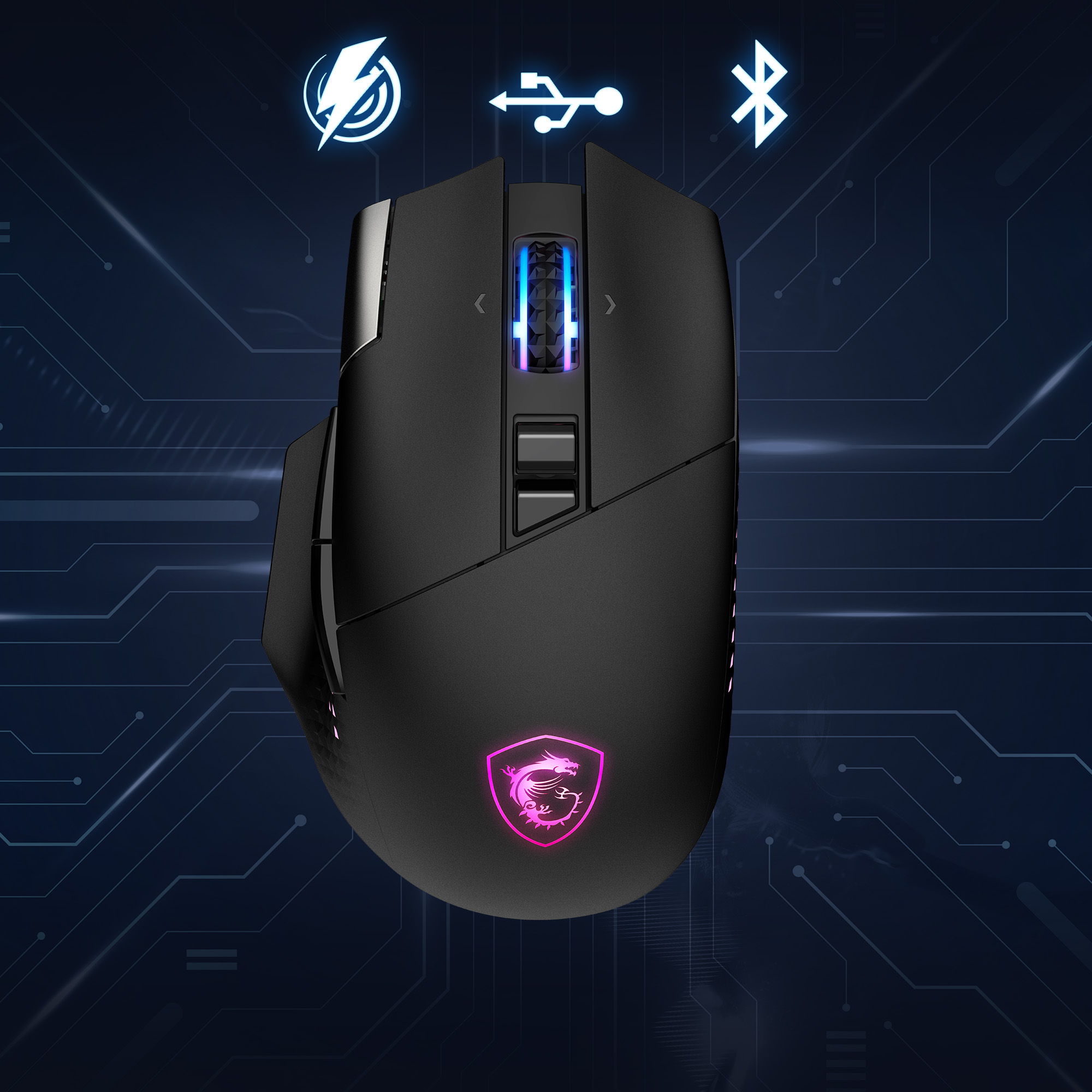 MSI Versa Pro RGB Wireless Gaming Mouse - 26,000 DPI and a 1000Hz polling - OMRON optical ...